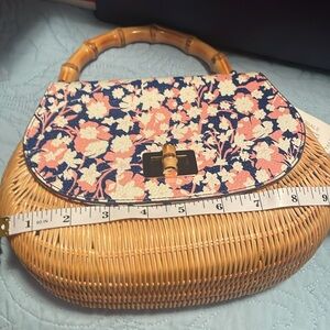 Talbots | Bags | Nwt Talbots Bag Bamboo Handle Beautiful Basket Weave ...